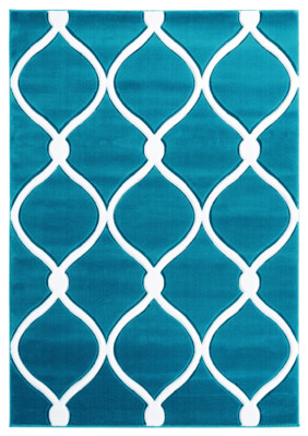 Blue Contemporary Synthetics Bumped Ogee Repeat Area Rug Geometric 2050 ...