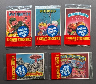 Garbage Pail Kids GPK 1986 lot of 5 unopened 2nd series Giant Sticker ...