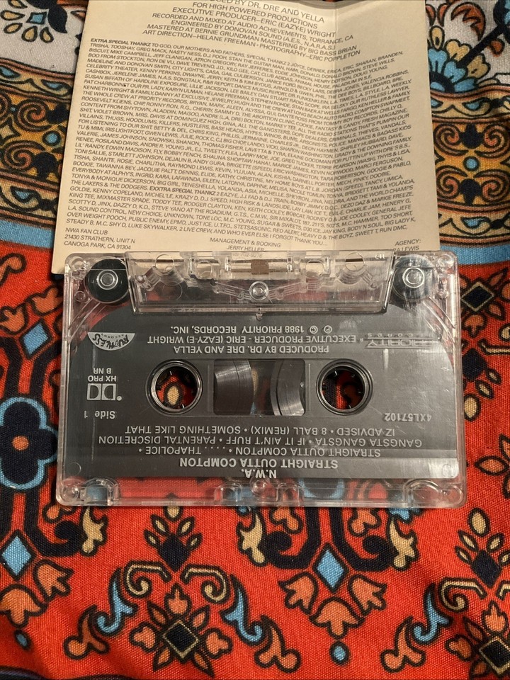NWA Straight Outta Compton Cassette Tape Ruthless Records 1988 Priority ...