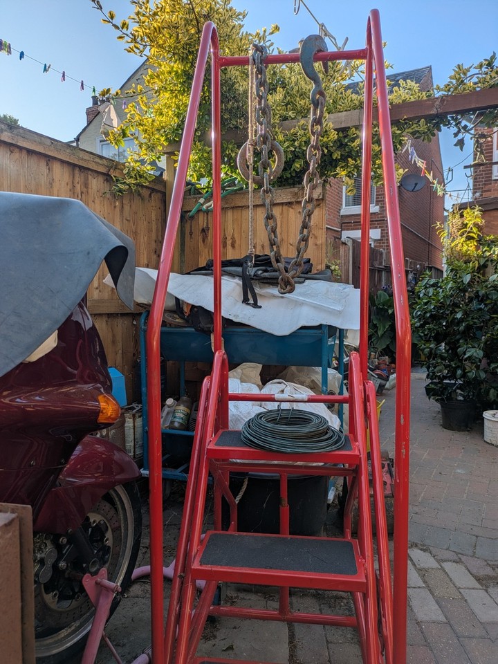 3 Step Safety Ladder, Wheels, Mobile, decorator Handrails,Braked In Red ...