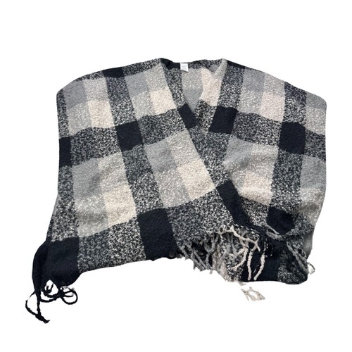 Woolrich One Size Womens Black Gray Open Front Cape Knit Polyester ...