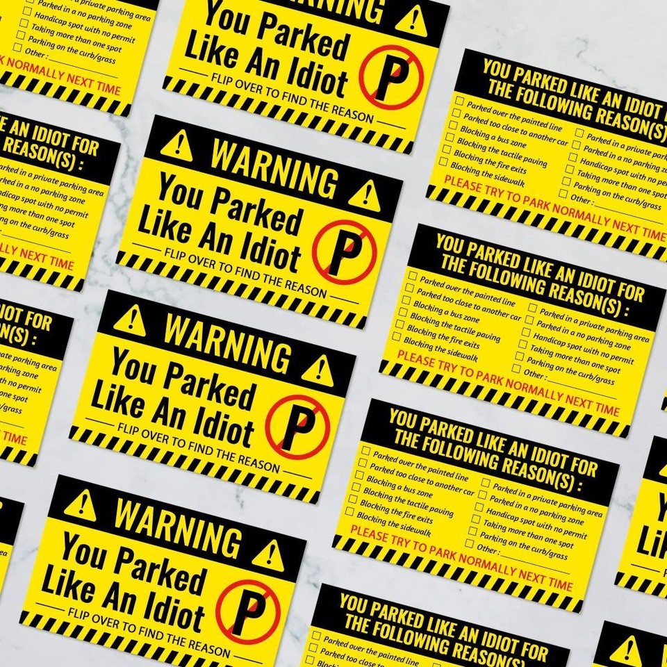 100 Pieces 3.5 x 2 Inches Bad Parking Stickers Parking Violation Cards ...