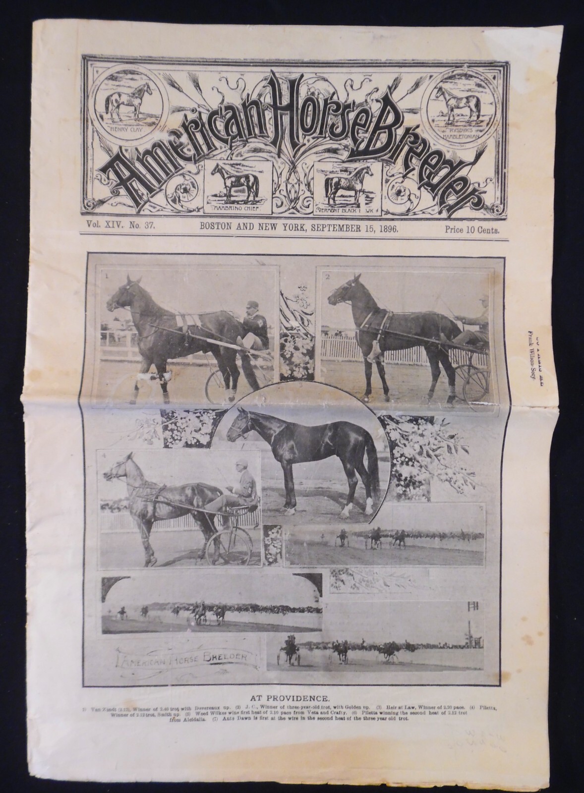 AMERICAN HORSE BREEDER Magazine Sept. 15, 1896 - Trotting Pacing ...