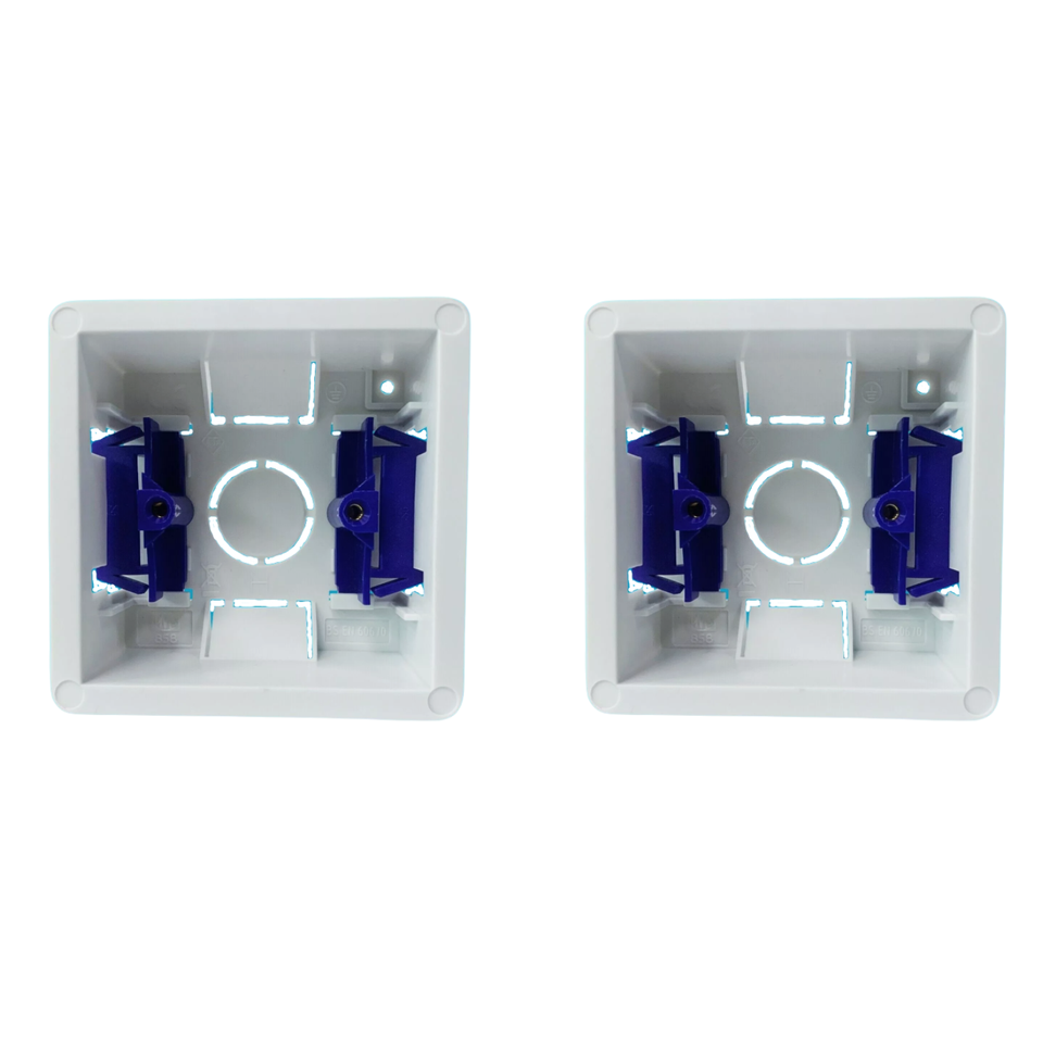 Dry Lining Back Box 1 or 2 Gang Circular 35mm White Electric Sockets ...