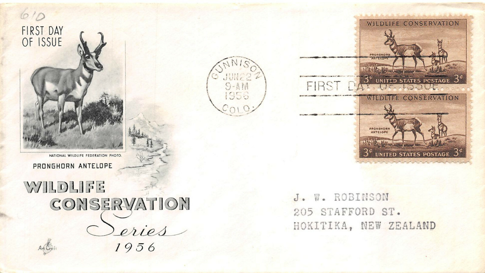 1078 3c Wildlife Conservation Antelope Artcraft destination New Zealand ...