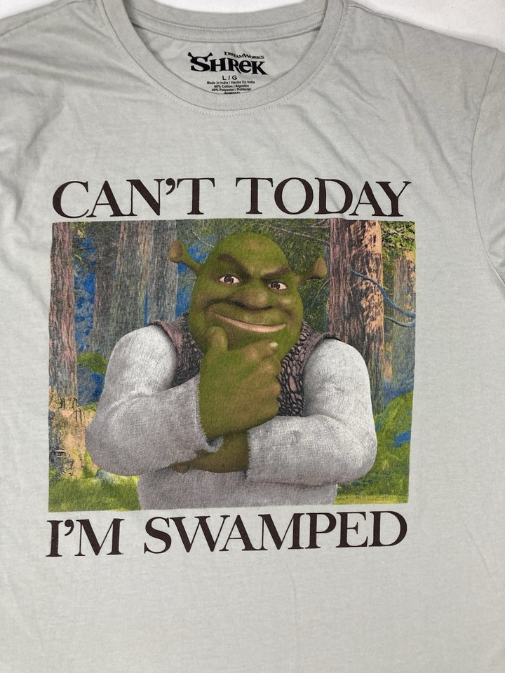 Shrek Can't Today I'm Swamped Graphic T-shirt Men Large Gray Short ...