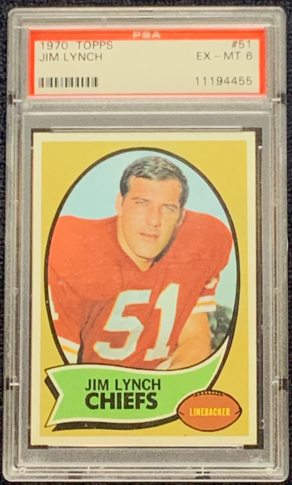 1970 Topps #51 Jim Lynch - PSA 6 EX-MT - Kansas City Chiefs | eBay