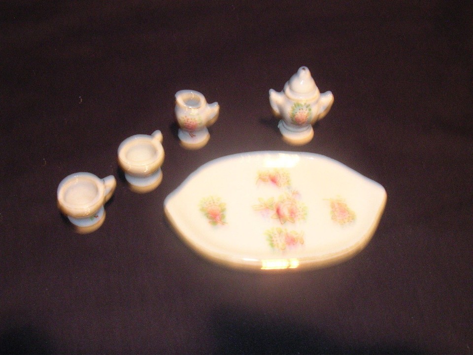 Pico Made in Occupied Japan Miniature Tea Set White and Flowers | eBay