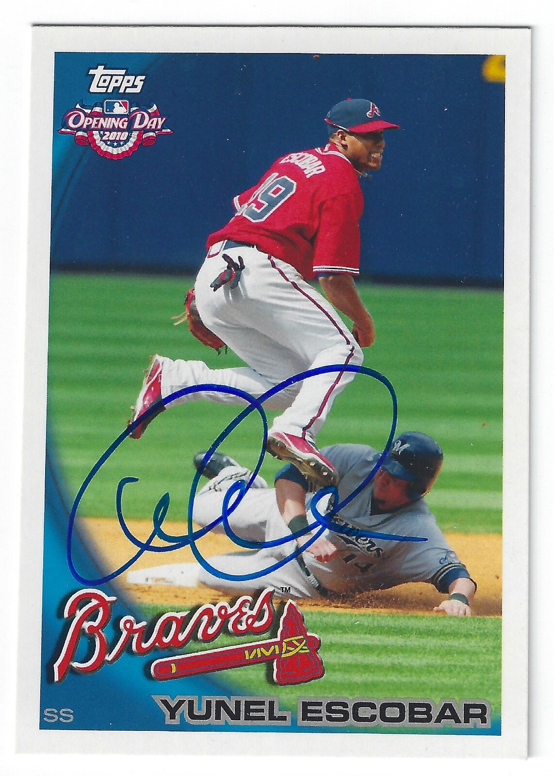 YUNEL ESCOBAR ATLANTA BRAVES SIGNED TOPPS CARD BLUE JAYS ANGELS RAYS ...