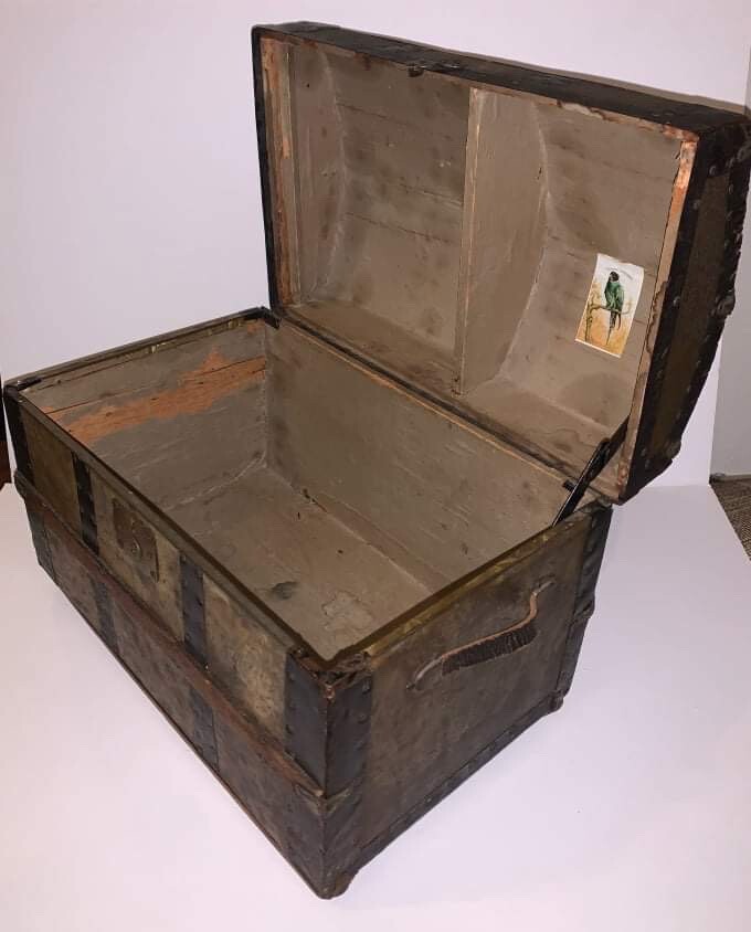 Antique Salesman Sample or Doll Travel Dome Top Steamer Trunk | eBay