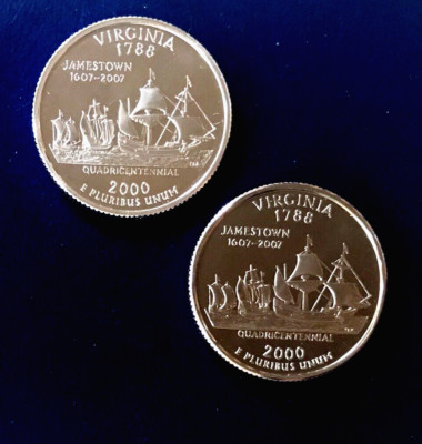 2000 S Silver Proof and Mint Proof Virginia State Quarters - From Mint ...