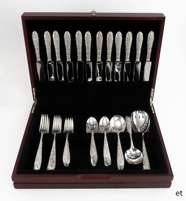 Fine 70pc Sterling Silver Manchester Southern Rose Pattern Flatware Set ...