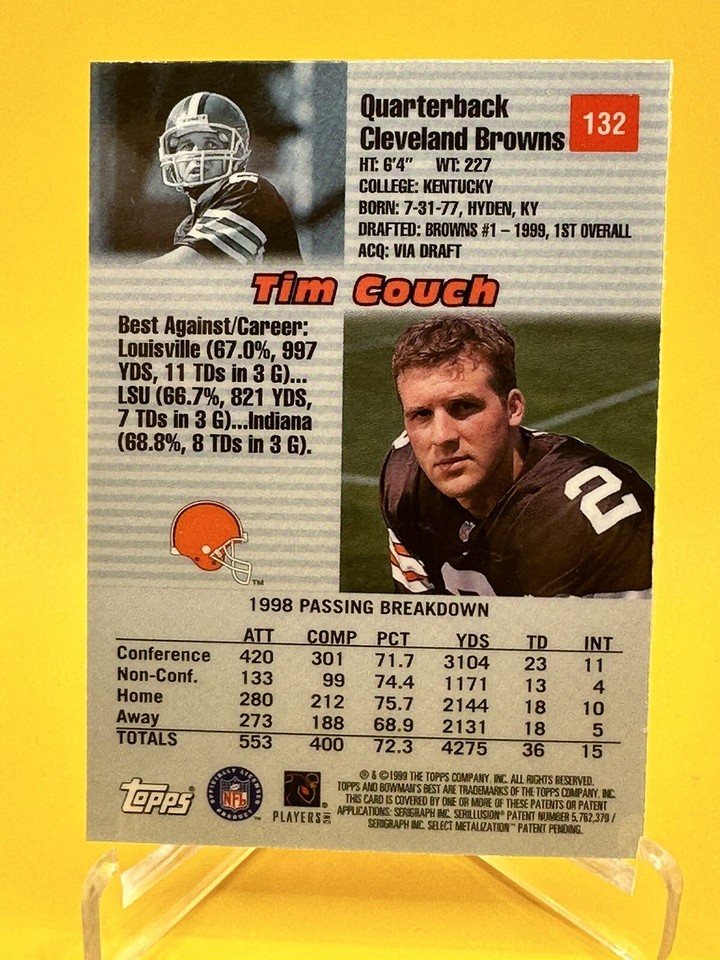TIM COUCH 1999 Bowman's Best ROOKIE #132 - Browns | eBay