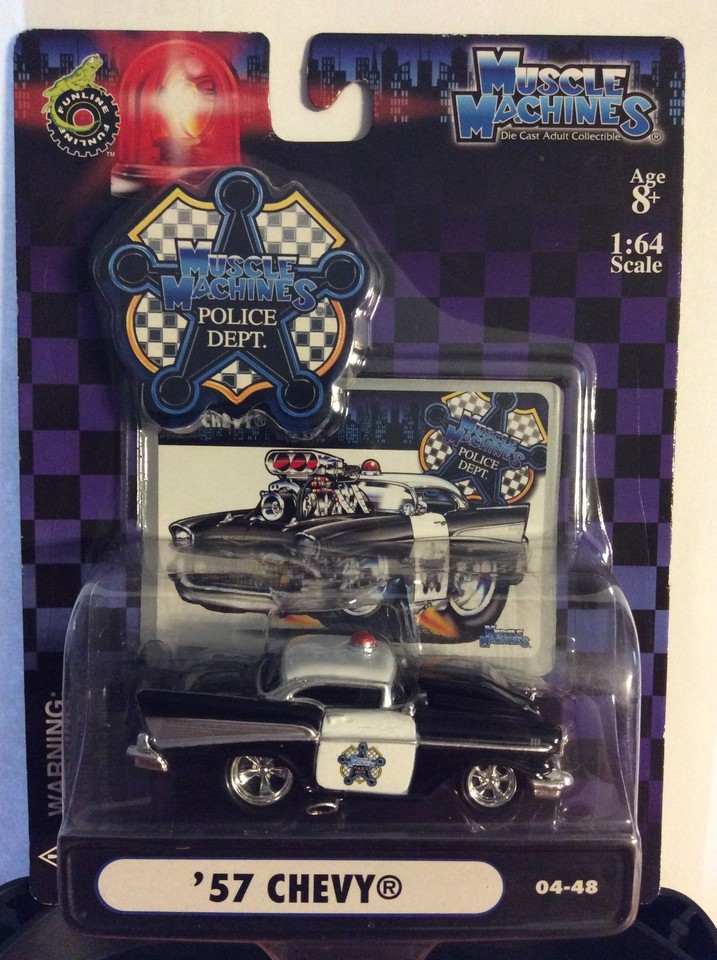 MUSCLE MACHINES POLICE DEPT 1957 CHEVY -- DIECAST CAR 1/64 - 57 CHEVY ...