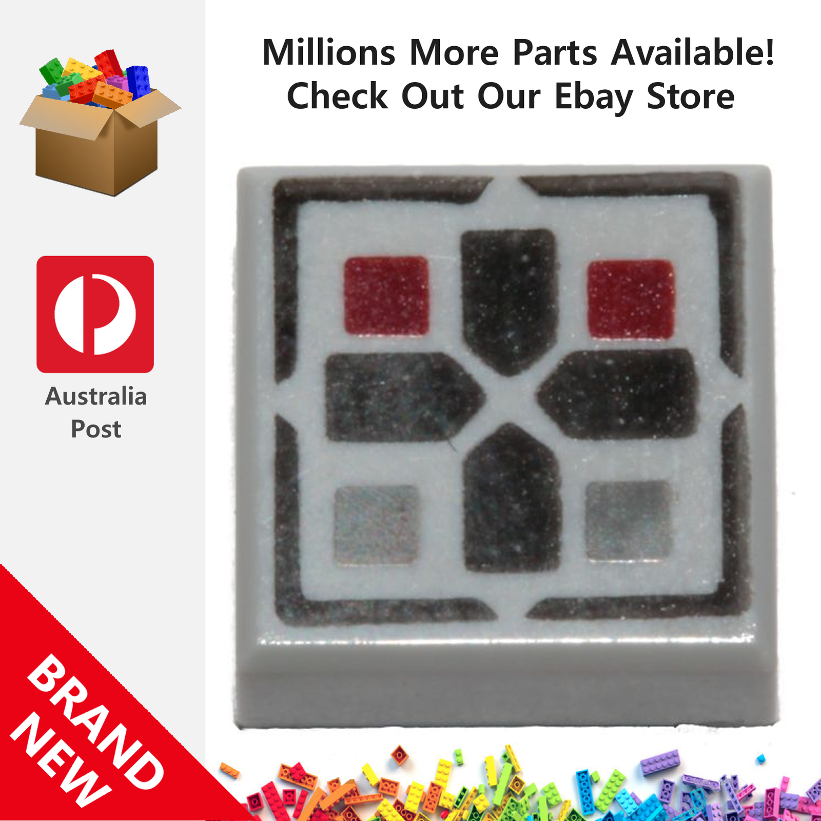 Genuine LEGO™ Light Grey 1 x 1 with Black Cross Tiles 3070 3070bpb096 ...