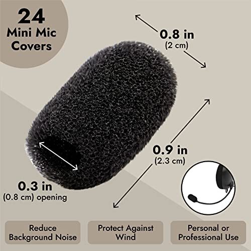 24 Pack Microphone Headset Windscreen Covers - Mini Foam Wind Guard ...