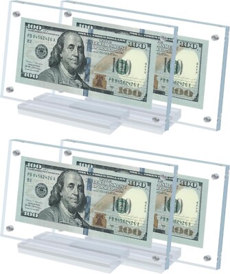 4pack Acrylic Dollar Bill Display Frame Currency Paper Money Holder ...