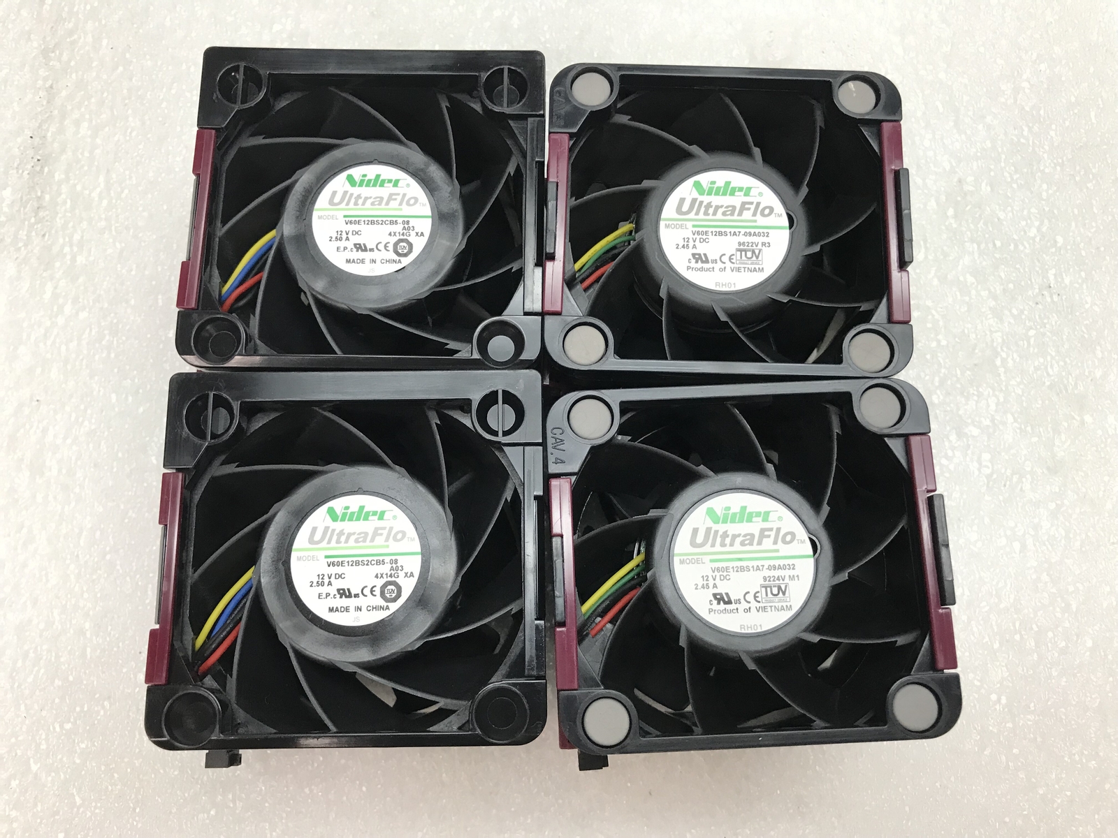 Lot Of 4 Nidec UltraFlo Fan 12 V DC 2.50A Fan v60e12bs2cb5-08t06 6512G ...