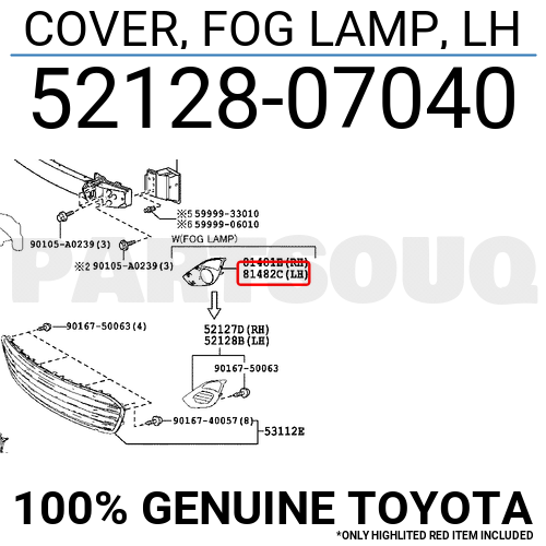 5212807040 Genuine Toyota COVER, FR BUMPER 52128-07040 | eBay