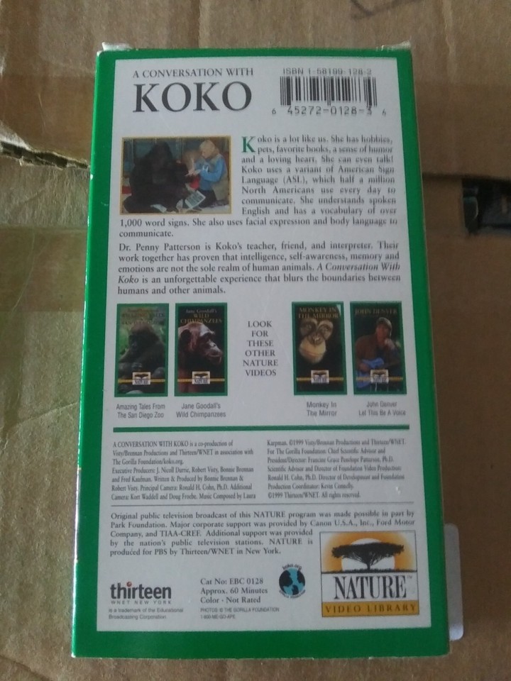 A Conversation With Koko 1999 VHS documentary talking gorilla sign ...