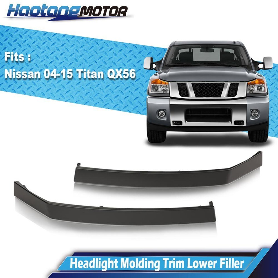 1Pair Headlight Molding Trim Lower Filler Fit For Nissan 04-15 Titan ...