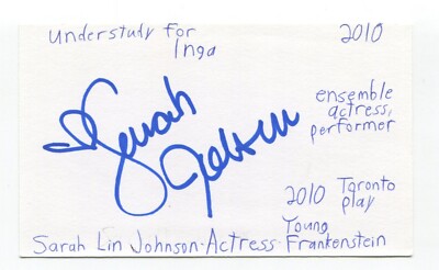Sarah Lin Johnson Signed 3x5 Index Card Autographed Actress Young ...