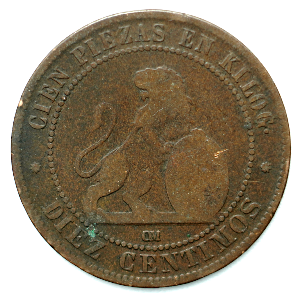 1870OM Spain 10 Céntimos Coin, km663 - Beautiful Coin 🇪🇸 Free Shipping ...