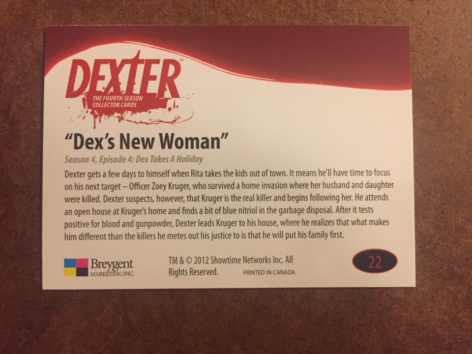 Dex’s New Woman 22 Dexter Fourth Season Collector Trading Card S4 | eBay