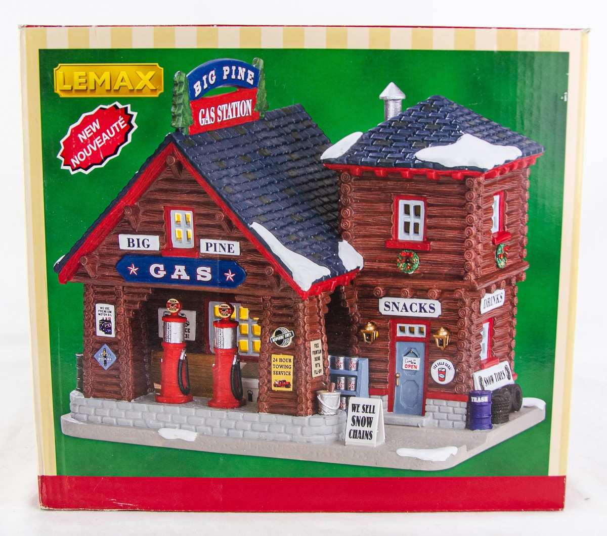 Lighted Christmas Building LEMAX Big Pine Gas Station Christmas Village ...