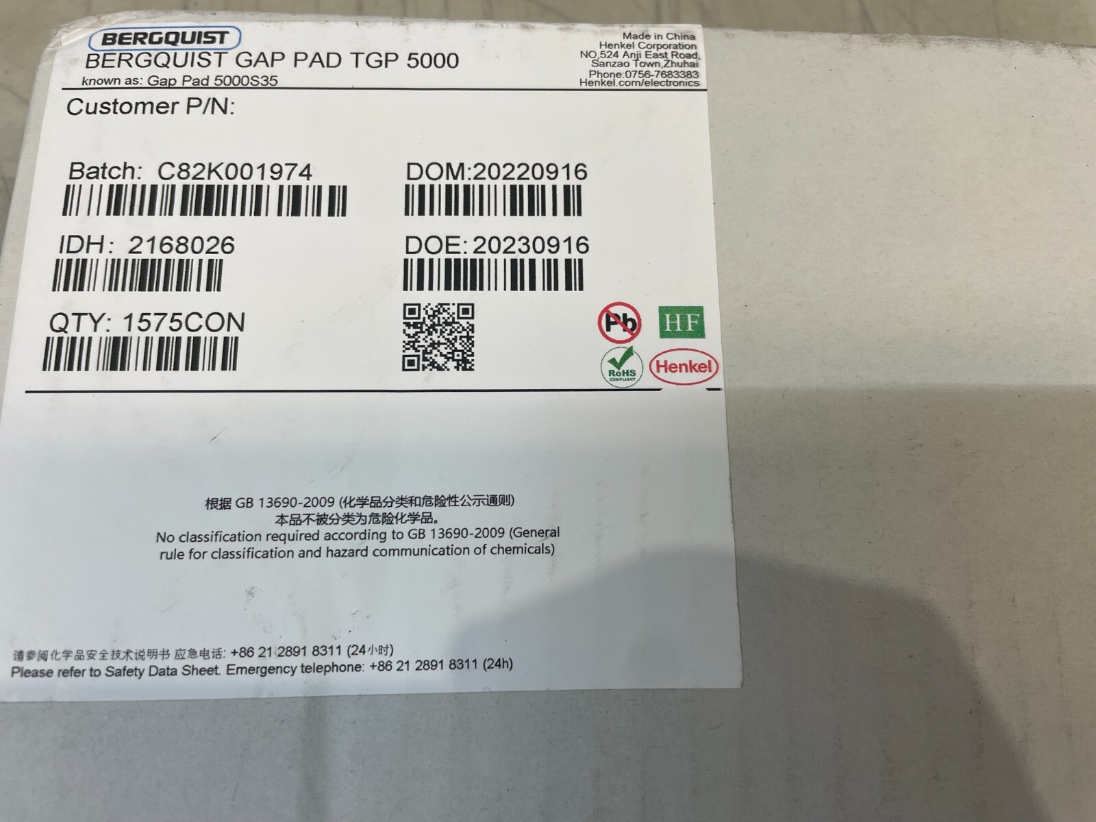 10-PCS Lot Henkel / Bergquist Thermal Gap Pad 5000S35 / TGP 5000 | eBay