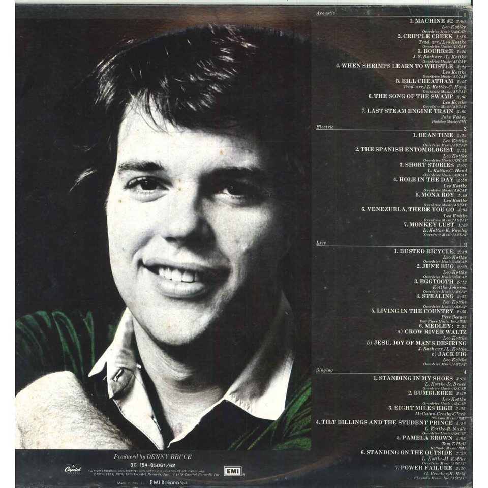 Leo Kottke‎‎ LP Vinyle The Best / Emi Capitol Records ‎Italia Neuf | eBay