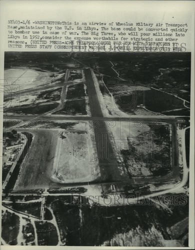 1952 Press Photo Aerial view of Wheelus Military Air Transport Base in ...