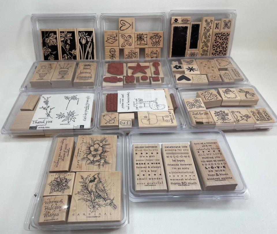 Lot of 48 Sets STAMPIN UP Stamps Including 370 Individual Stamps Wood ...