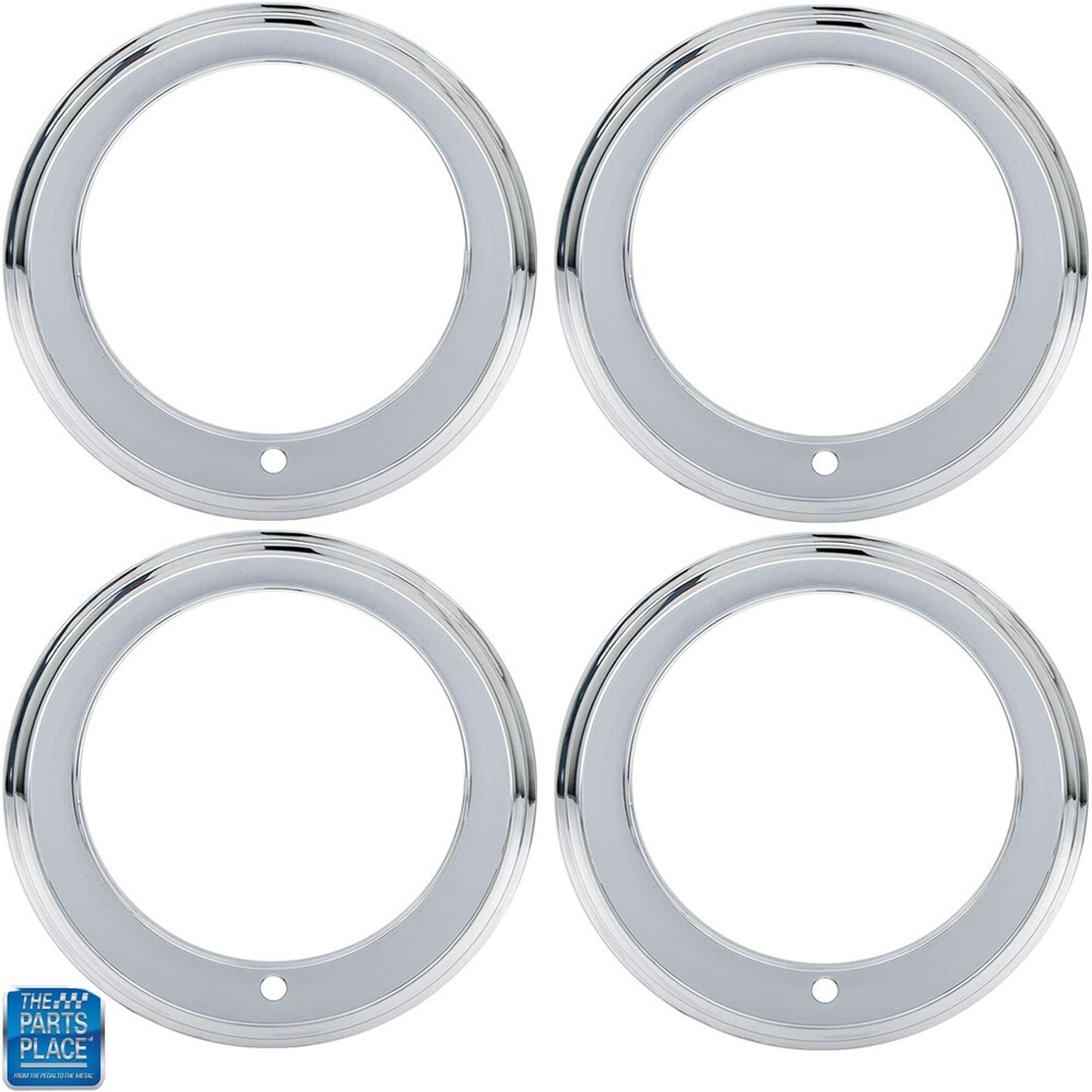 "GM Cars 14"" Rally Wheel 2.5"" Deep Stainless Trim Rings Squared Edge ...