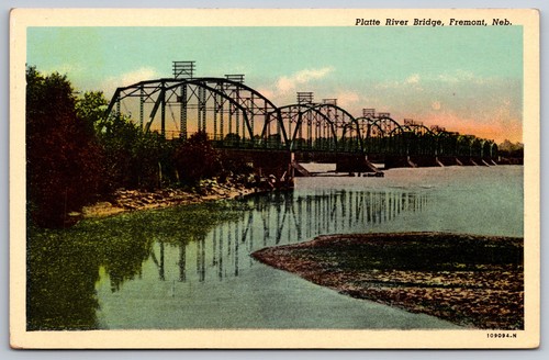 Fremont Nebraska~Platte River Bridge~1940s Linen Postcard | eBay UK