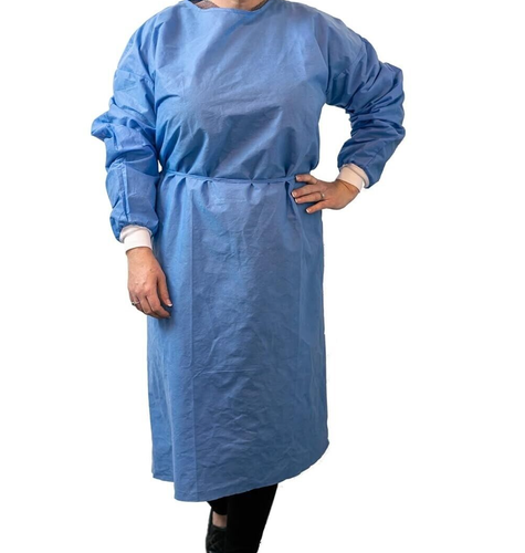 Disposable Waterproof PPE Isolation Blue Gown with Knitted Cuffs LARGE ...