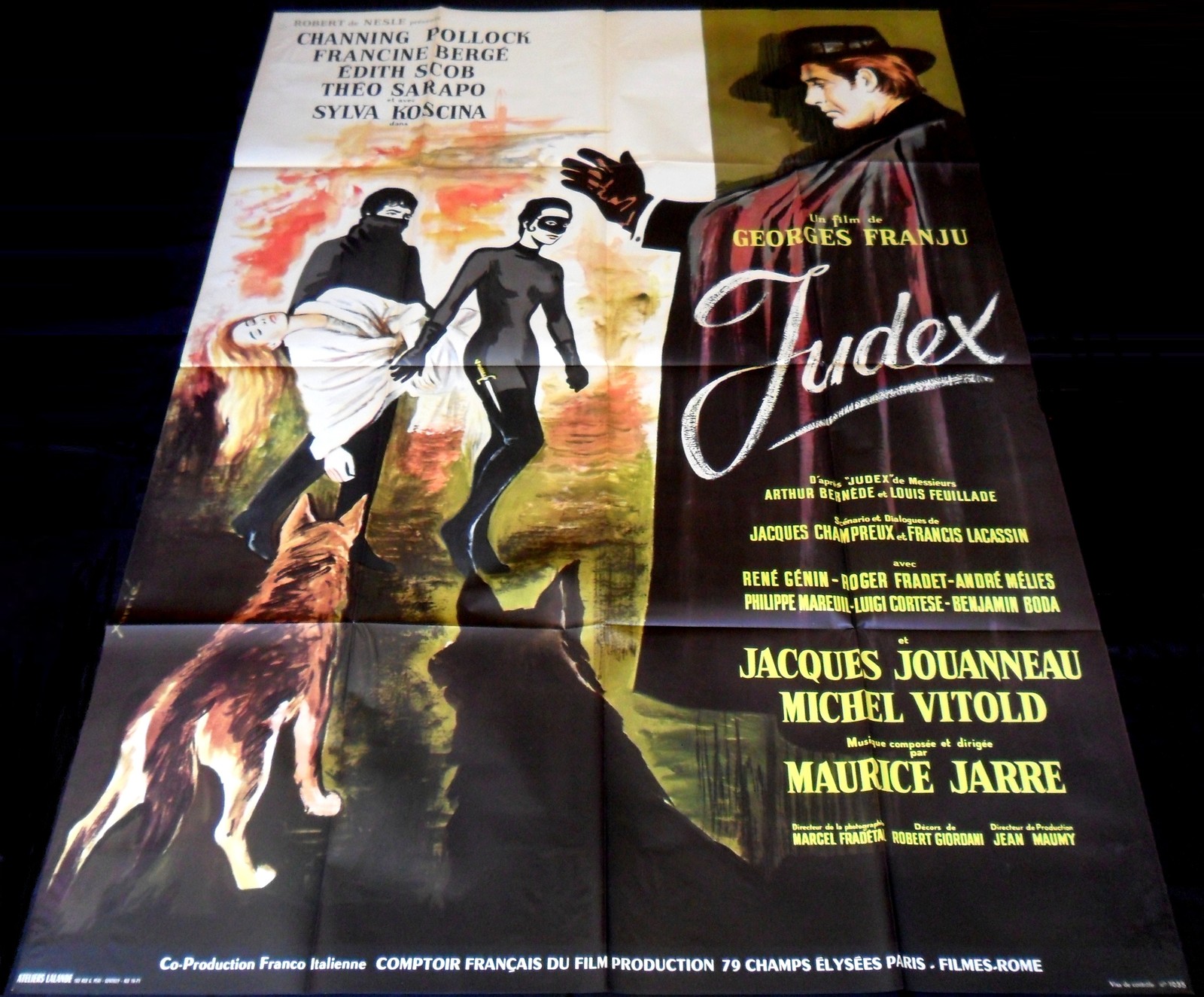 1963 Judex ORIGINAL French 1p POSTER Georges Franju Xarrie ART Caped ...