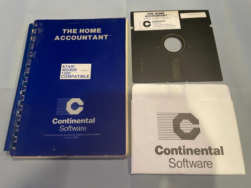 THE HOME ACCOUNTANT Atari 400/800 Computer Continental Software 5.25 ...