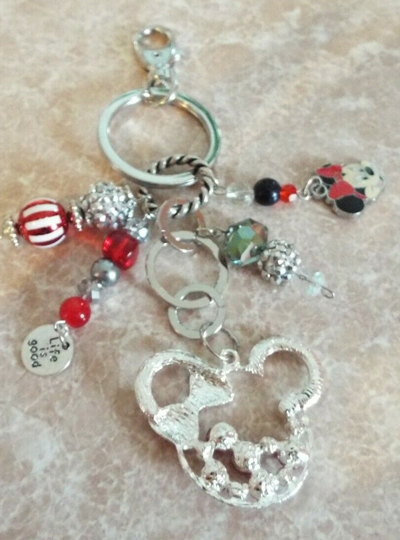 MINNIE MOUSE HAND CRAFTED KEY CHAIN, HANDBAG CLIP, BACKPACK FOB,CHARM ...