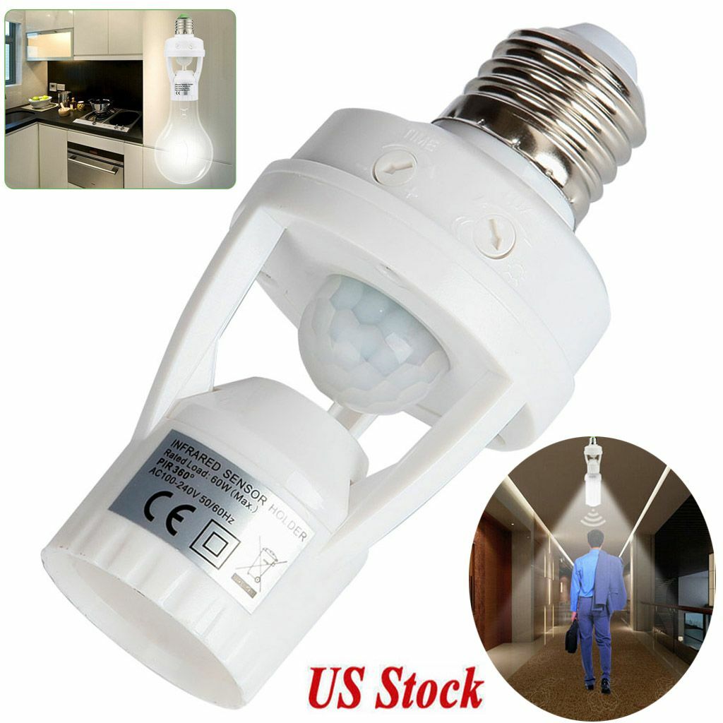 E27 Infrared PIR Motion Sensor LED Light Lamp Bulb Holder Socket Switch ...