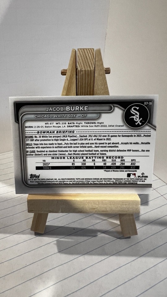 2024 Bowman Chrome Prospect 1st Jacob Burke Chicago White Sox | eBay