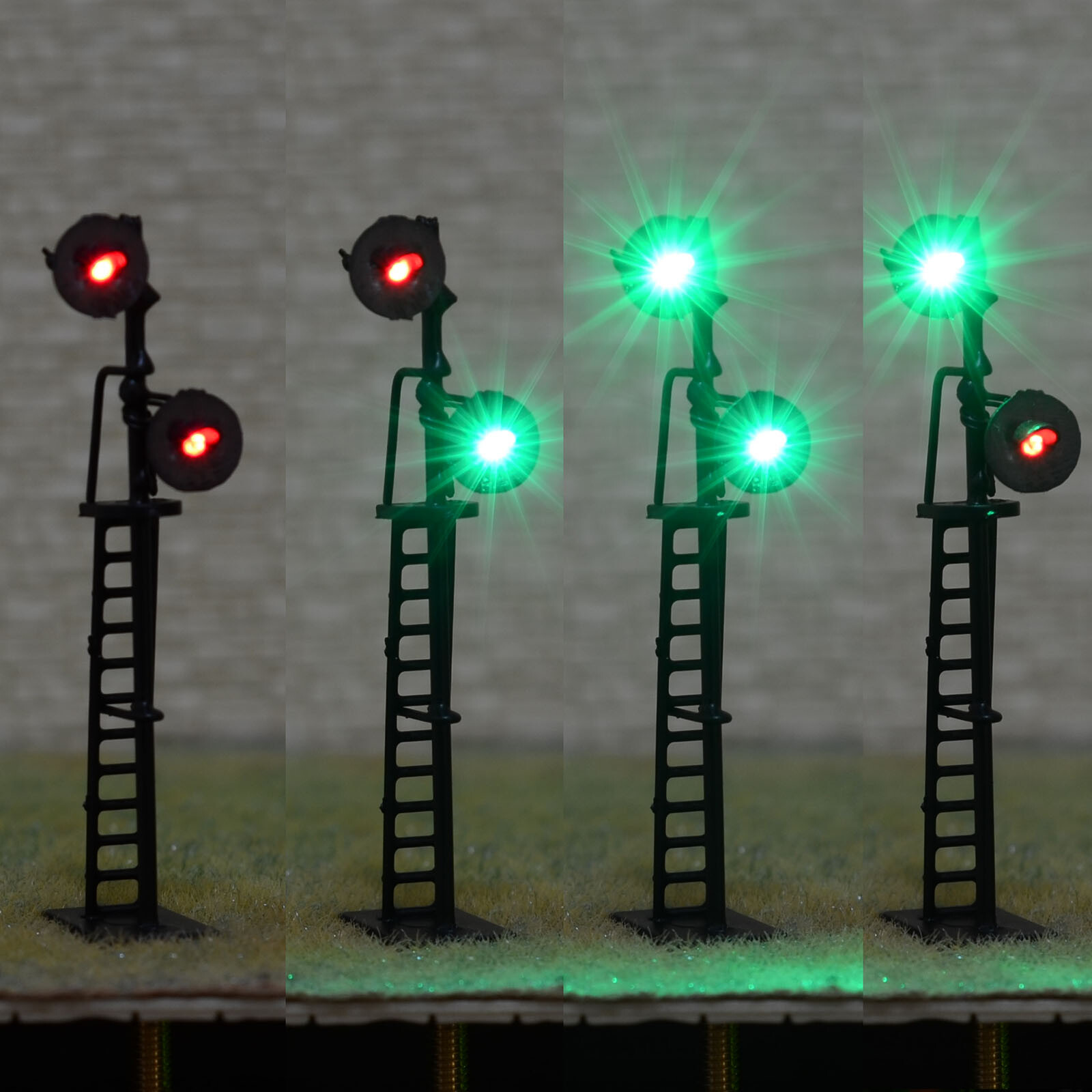 1 x HO scale searchlight signal model train bi-colors 2 targets LEDs R ...