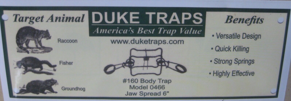 Duke #160 Traps - Trapping - Hunting Fur Great For Raccoon Ground Hogs ...