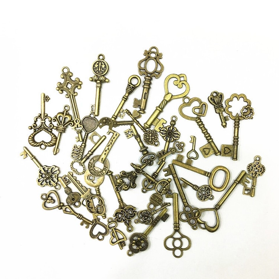 40Pc Antique Vintage Old Look Royal Skeleton Pendant Keys Jewelry Craft ...