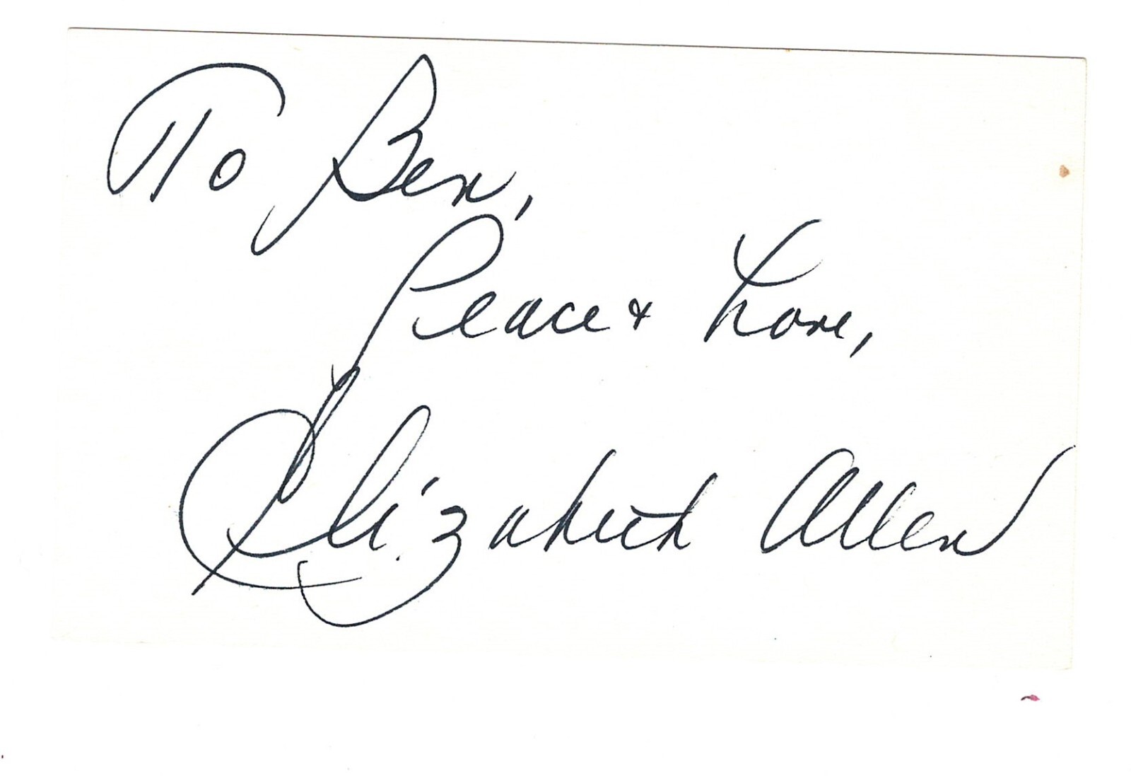 ACTRESS ELIZABETH ALLEN AUTOGRAPH ON WHITE CARD STOCK | eBay