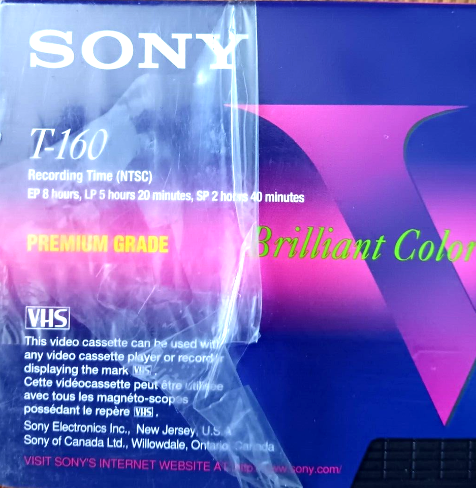 Sony 8 hrs Blank VHS T-160VE EP Mode Tapes Premium Grade Unused ...
