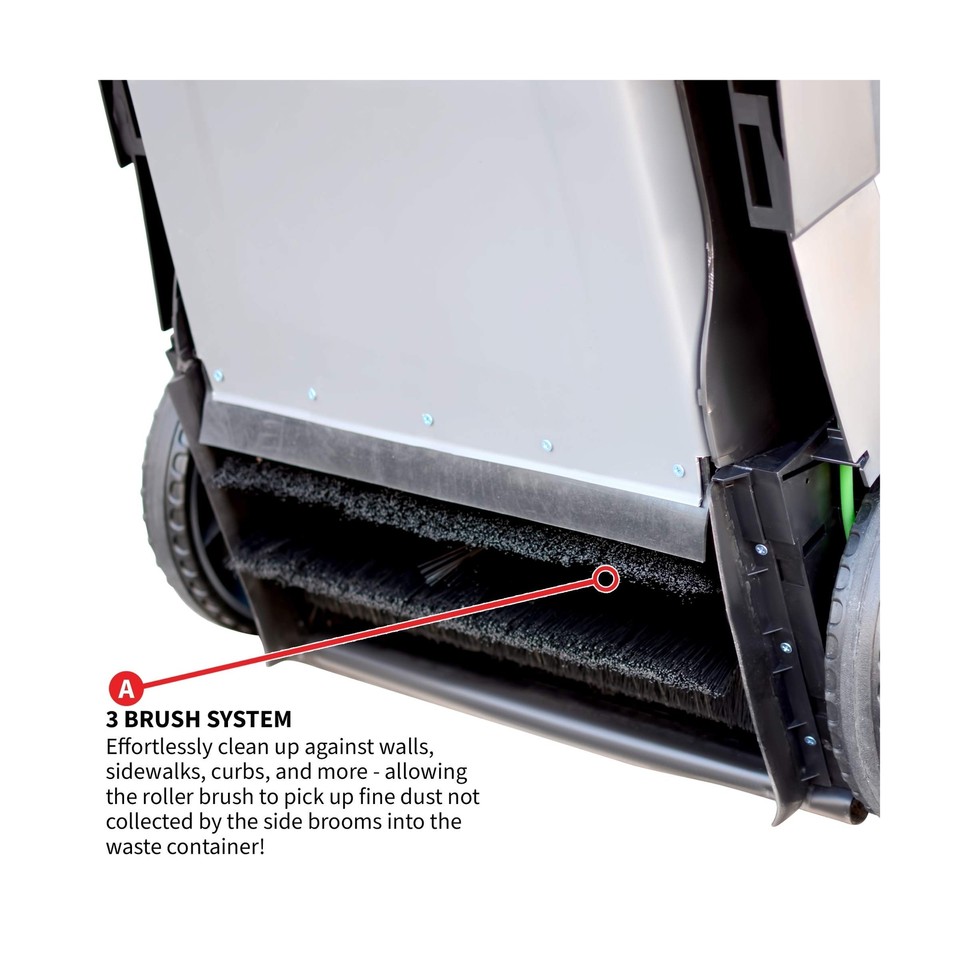 Tomahawk Industrial 38" Walk Behind Push Sweeper with Triple Power Side ...