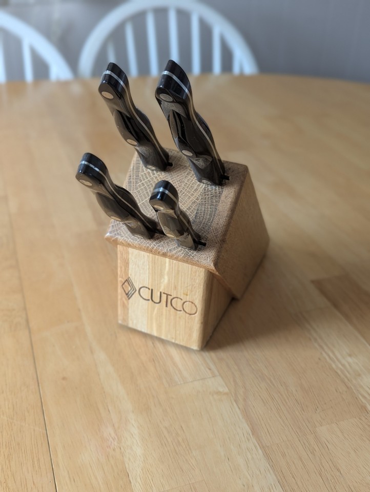 CUTCO Cutlery Knife 4 Piece Set with Block Classic Brown Handle ...