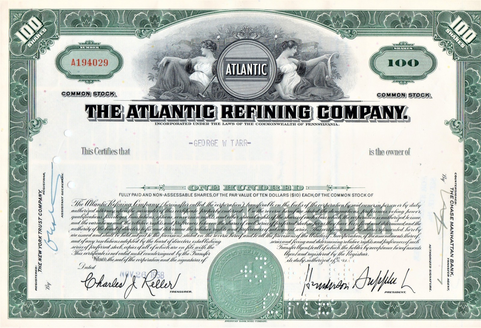 The Atlantic Refining Company Stock Certificate | eBay
