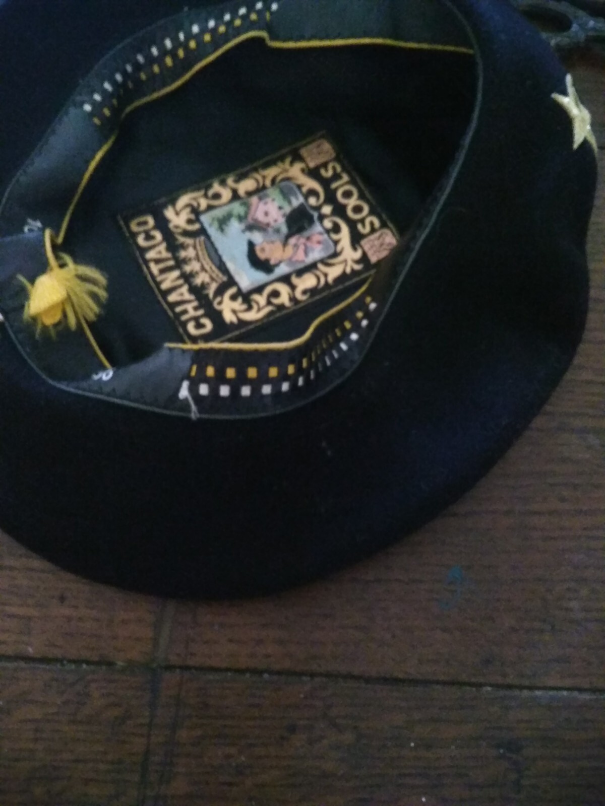 Vintage Chantaco Basque Black Wool Beret From Paris - Gem